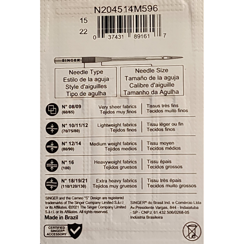 Singer Ballpoint Stretch Needles 5-Pack (Choose Size) - 1000's of Parts ...