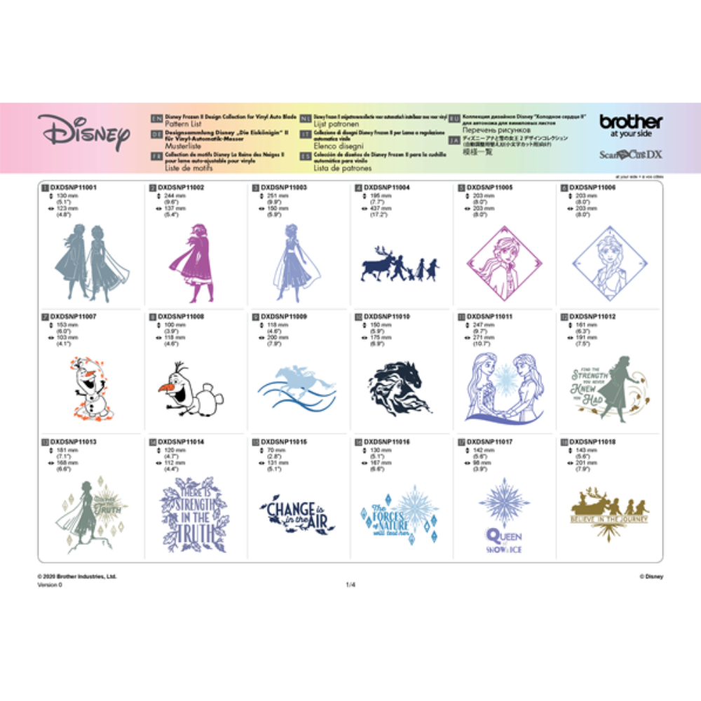 Brother ScanNCut Disney's Frozen 2 Pattern Collection CADXDSNP11 - 1000 ...